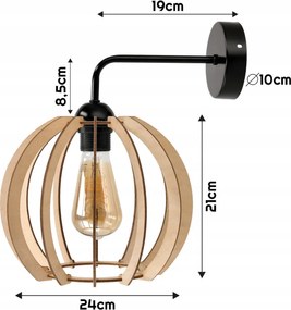 LED nástěnné svítidlo 1x E27 LOFT edison dřevěná koule