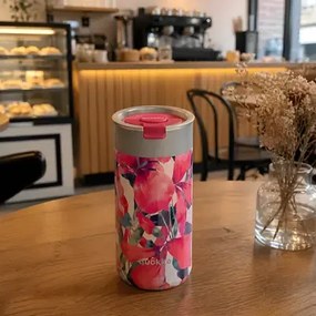 Quokka Boost 400ml Pink Bloom / Termohrnek se sítkem / nerezová ocel