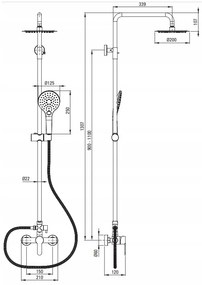 Deante Shower column, 3-function - with mixer tap
