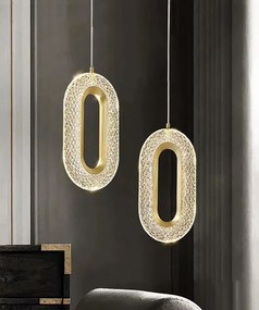 Toolight Toolight, LED křišťálový závěsný lustr, 7W, 500lm, G113-1CP, zlatá, OSW-09708