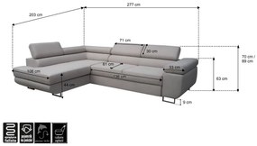 ANTEX MALIBU rozkládací sedací souprava s úložným prostorem žlutá 277 x 70-89 x 203 cm