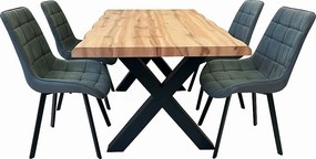 Vikio Jídelní set pro 4 osoby 140x90 cm dub, šedá samet VJS114-41S-S