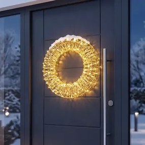 Solight LED vánoční věnec 3D zlatá / Vánoční věnec / 150 LED / 50 cm /