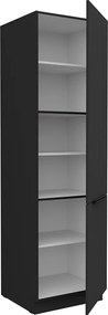 ARIA cc | vysoká skříňka 60 DK-210 2F potravinová s policemi | 60 cm | ANTI FINGERPRINT povrch | černá