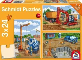 SCHMIDT Puzzle Na staveništi / 3x24 dílků / 26,3 x 17,8 cm