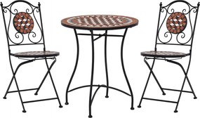 3dílný mozaikový bistro set keramický terakotový 279689
