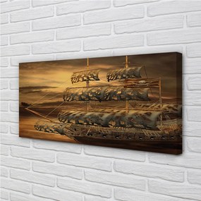 Obrazy na plátně mořská loď mraky 140x70 cm