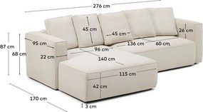 Béžová žinylková rozkládací rohová pohovka (levý roh/s lenoškou) Marela – Kave Home