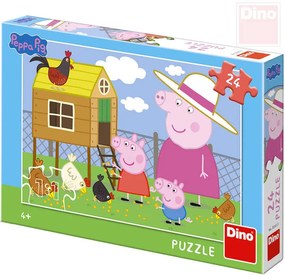 DINO Puzzle 24 dílků Peppa Pig Slepičky 26x18cm skládačka v krabici dn351615