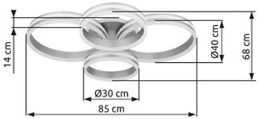 Globo 67260-90 - LED Stm. stropní svítidlo RUBIO LED/90W/230V 68x85 cm + DO