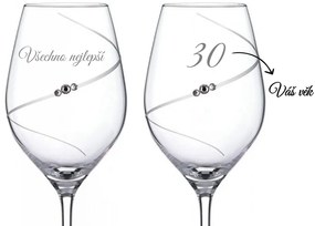Dekorant Sklenice na bílé víno s krystaly Swarovski VŠECHNO NEJLEPŠÍ