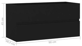 vidaXL Skříňka pod umyvadlo černá 90 x 38,5 x 45 cm dřevotříska
