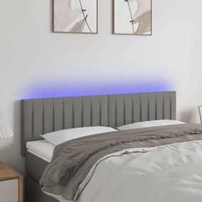 Čelo postele s LED tmavě šedé 144x5x78/88 cm textil 3121849
