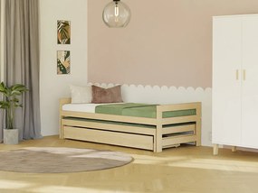 Benlemi Jednolůžková postel SIMPLY 90x200 3v1 s přistýlkou a úložným šuplíkem Zvolte barvu: Pastelově růžová