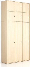 Nástavba pro skříně FRAME, 6x dveře, 1299 x 450 x 854 mm, cylindrický zámek, bříza