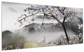 Obraz rozkvetlé jarní krajiny (100x40 cm)