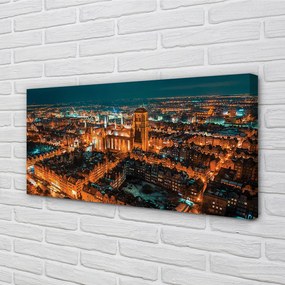 Obrazy na plátně Noční panorama Gdaňsku kostela 120x60 cm