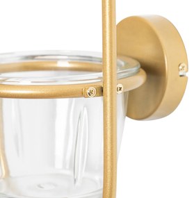 Art Deco nástěnná lampa zlatá s bílým sklem - Isabella