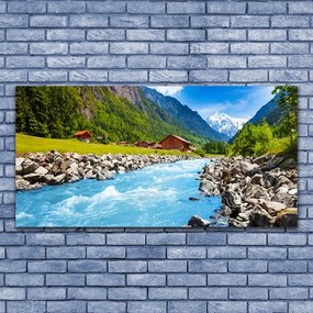 akrylový obraz Hory Řeka Krajina 120x60 cm