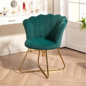 HOMCOM Sametová křesla Shell s ocelovými nohami pro obývací pokoj a ložnici 69 x 64 x 80 cm Tmavě zelená | Aosom