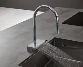 Hansgrohe M81, dřezová baterie Aquno Select s výsuvnou koncovkou a plochým sprchovým proudem, chromová, 73837000