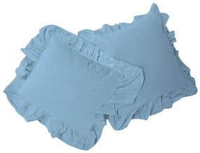 SADA DEKORAČNÍCH POVLAKU NA POLŠTÁŘ STONEWASHED 2 KS 40X40 CM SVĚTLEMODRÁ