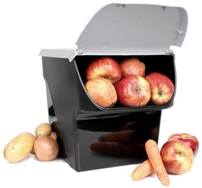 VILDE Úložný box na brambory a cibuli s větráním, VEGBOX šedý (14l - 10kg brambor)