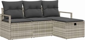 Set pohovek 4 ks 4-Počet míst Světle šedá polyratan 3359151
