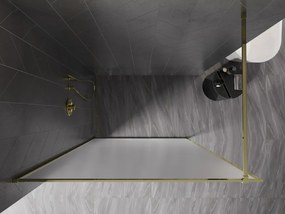 Mexen, Mexen Kioto-XF sprchová stěna s rámem 100 x 202 cm, matná 10 mm, zlatá - 800-100-104-50-30-X