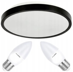 BERGE Stropní LED svítidlo LARI-R BLACK - 2xE27 IP20 + 2x E27 10W svíčka - teplá bílá