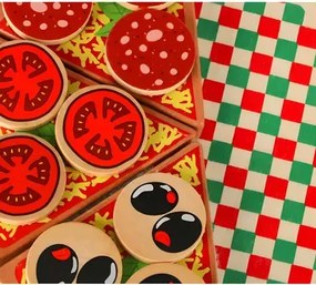 KIK Dřevěná pizza s příslušenstvím / Hra na vaření / 27 dílků / dřevo
