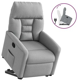 Zvedací polohovací křeslo světle šedé textil 3303032