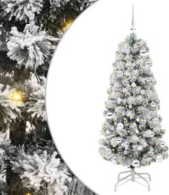 Umělý Skládací Vánoční Strom 150 LED Zelená a bílá 150 cm 3395591