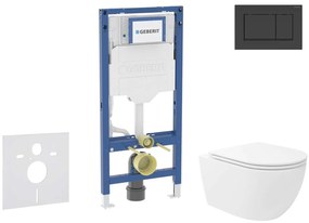 Geberit Duofix - Set předstěnové instalace, klozetu Oudee Vortex a sedátka softclose, tlačítko Sigma20, matná černá/černá SANI11CA5150B
