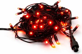 Easy Fix LED světelný řetěz, 5 m, venkovní, červený, 50 diod, černá kabel, IP44