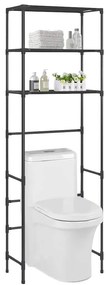 3patrový úložný regál nad WC černý 53 x 28 x 169 cm 288329