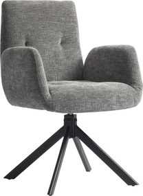 HOMCOM Křeslo otočné lounge křeslo s područkami, vzhled vlněného plátna, moderní čalouněné křeslo s prošíváním knoflíků, ocelové nohy, do obývacího p…
