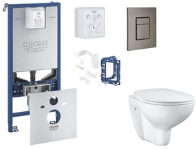Grohe Rapid SLX - Set předstěnové instalace, klozetu, sedátka SoftClose, tlačítka Skate Cosmopolitan a sady pro vhazování tablet, kartáčovaný Hard Graphite SANI11BB5126