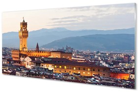 akrylový obraz Italy Castle sunset panorama 100x50 cm