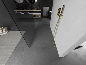 Mexen Kioto, sprchová zástěna Walk-In 155 x 200 cm, 8mm čiré sklo, zlatý matný profil, 800-155-002-55-00