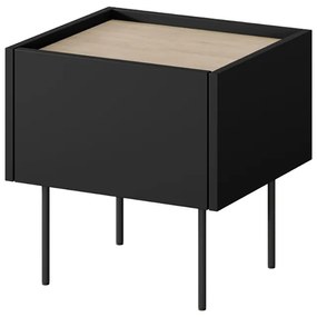 Noční stolek Desin 45 cm - černý mat / dub nagano