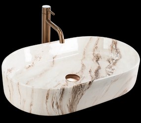 Rea Nadia, umyvadlo na desku 610x385x120 mm, imitace kamene - Marrone, REA-U9239