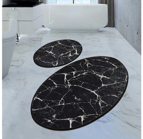 Asir SADA 2x Koupelnová předložka MARBLE 50x60/60x100 cm černá 359CHL1539
