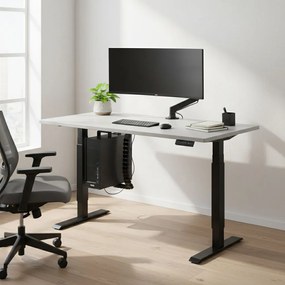 Výškově nastavitelný stůl OfficeTech C, 120 x 80 cm, černá podnož, světle šedá