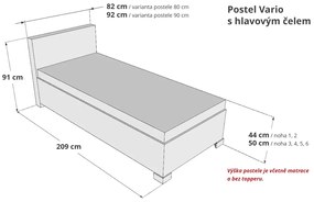 NEW DESIGN postele Válenda VARIO s hlavovým čelem a úložným prostorem, matrace a rošt v ceně, 80×200 cm Velikost postele: 80 × 200 cm, Strana: Levá