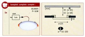 Paulmann 92391 - LED/8,5W IP44 Koupelnové podhledové svítidlo VARIFIT 230V