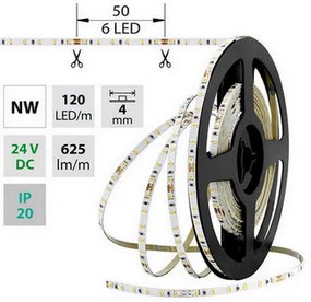LED pásek McLED 24V neutrální bílá š=4mm IP20 7,2W/m 120LED/m SMD2216 ML-126.731.60.0