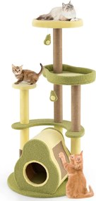 Costway Avocado Scratching Post Vícepatrová kočičí věž se soukromým apartmánem