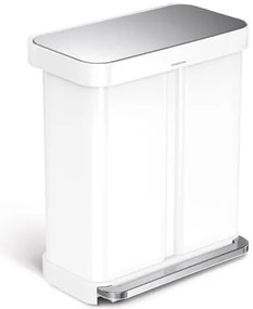 Simplehuman pedálový odpadkový koš na tříděný odpad DUAL 58 L (34/24) bílá ocel CW2118