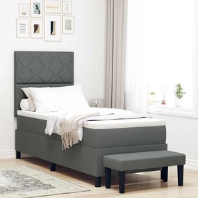 Postel s boxspringem s čelo Tmavě šedá 80 x 200 cm textil 3344101